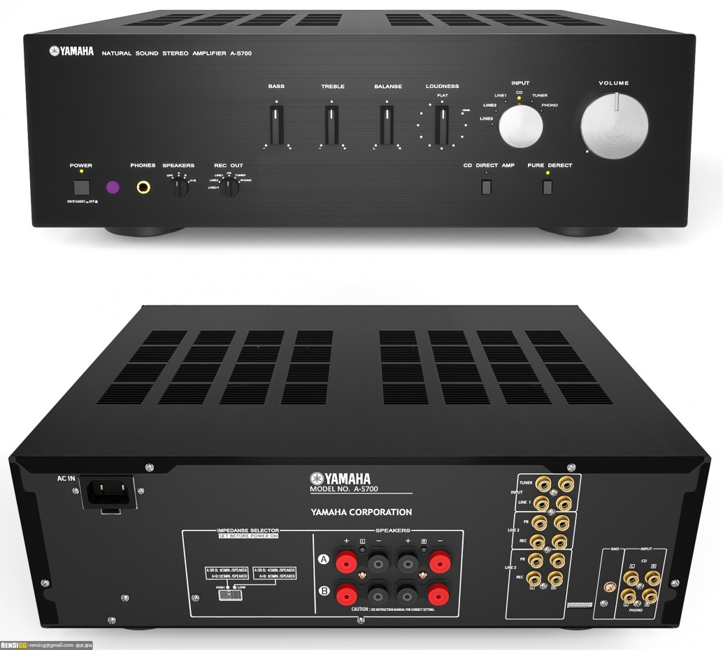 3d visualization Stereo Amplifier Yamaha A-S700-Black | 3dlancer.net