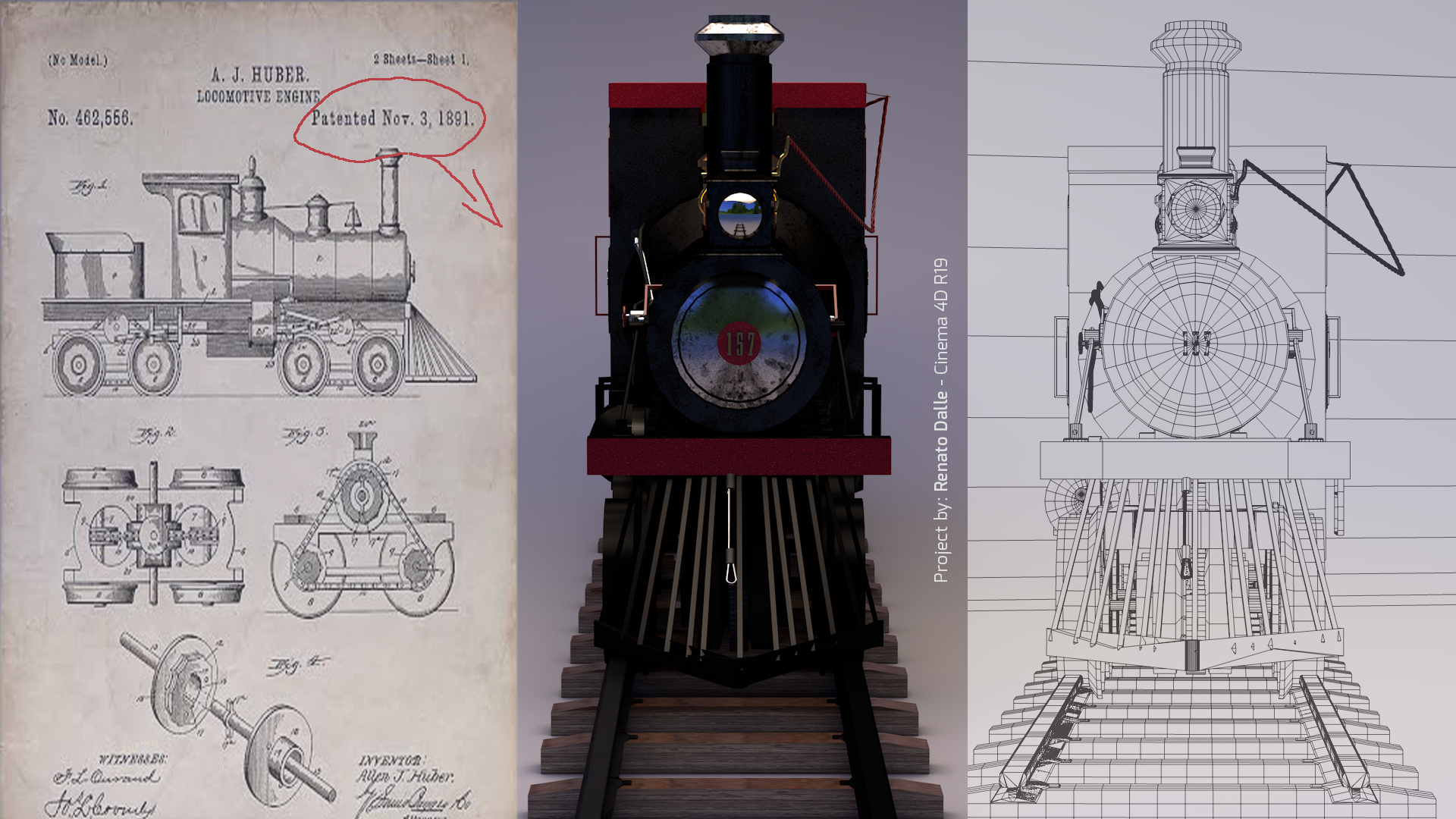 3d visualization steam locomotive railway | 3dlancer.net