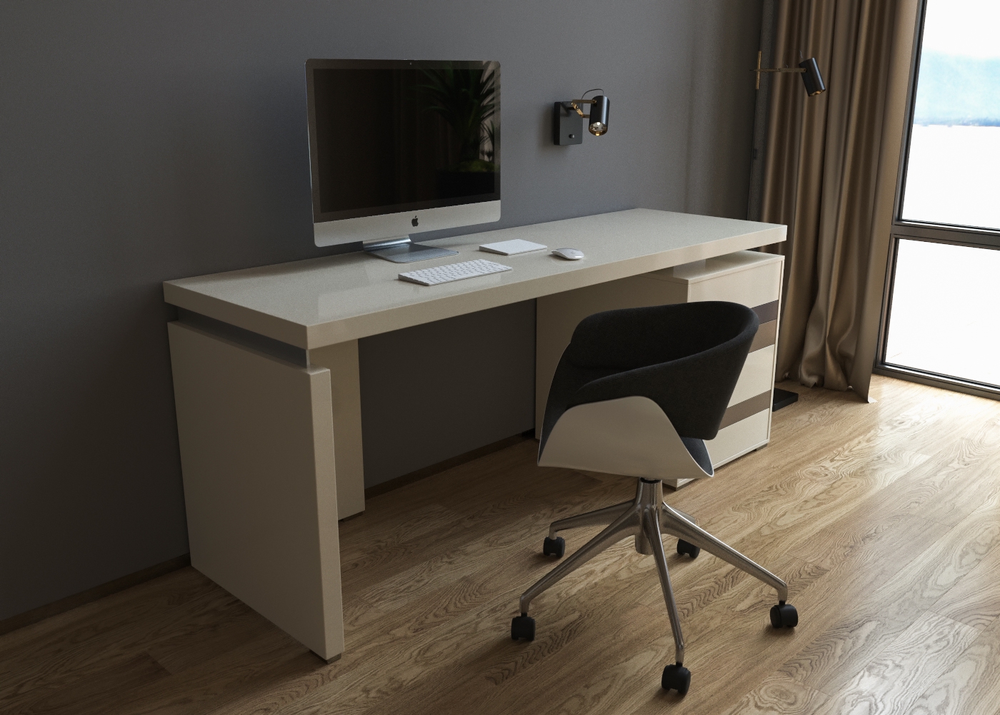 3d visualization Visualization of a desk and a dressing table ...