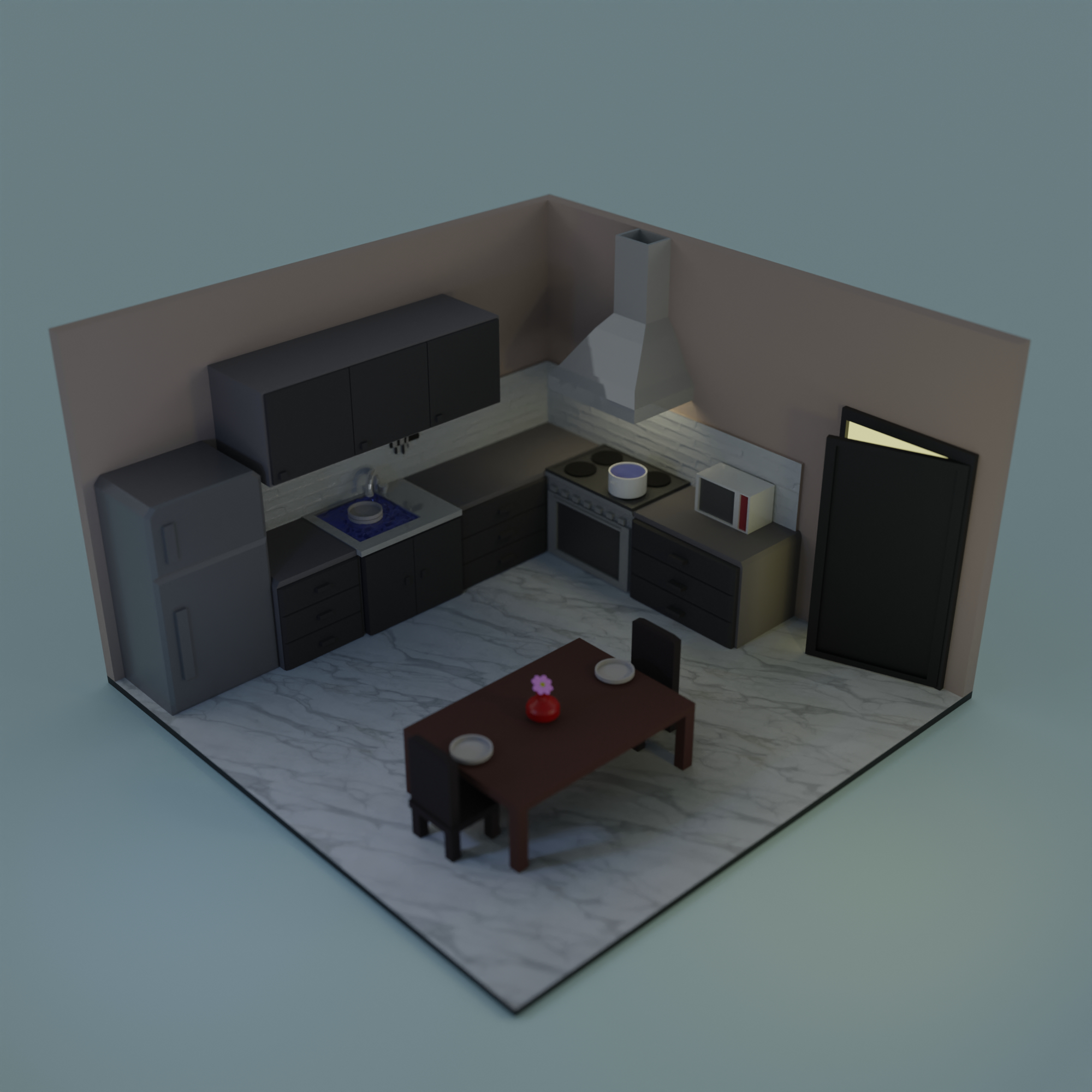 3d visualization Kitchen (Low poly) | 3dlancer.net