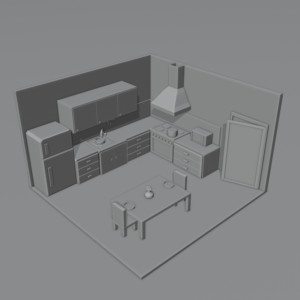 3d visualization Kitchen (Low poly) | 3dlancer.net