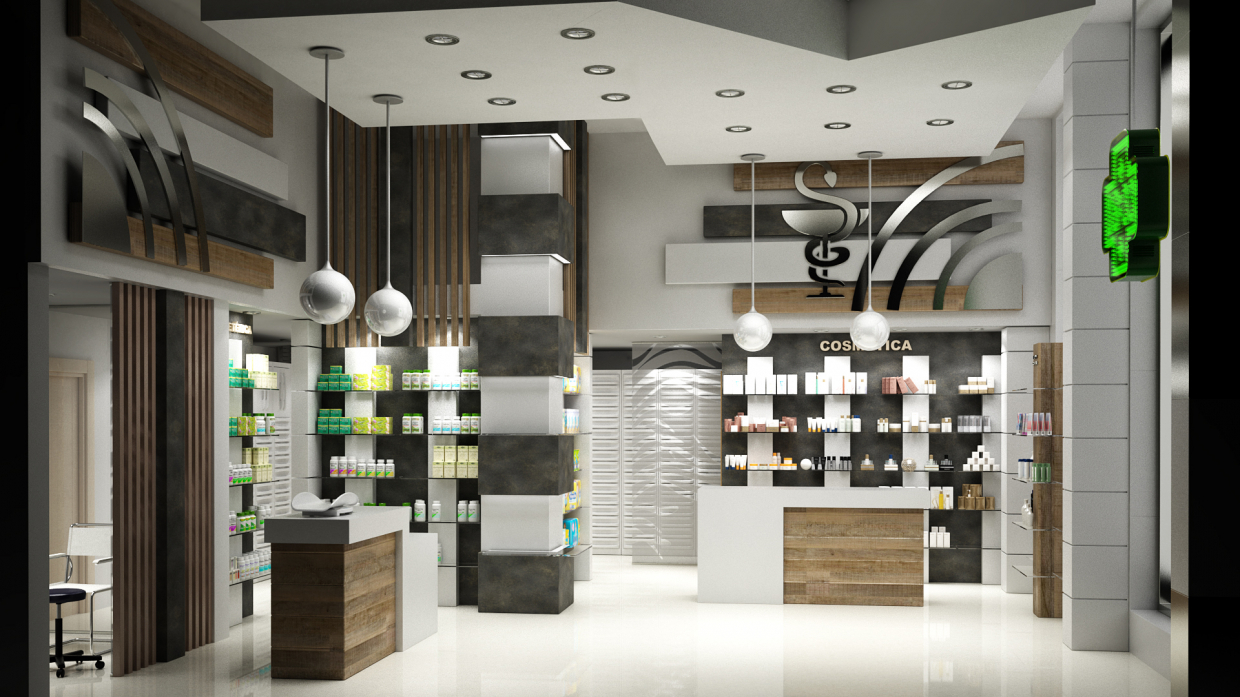 3d visualization Design of commercial premises for Pharmacy | 3dlancer.net