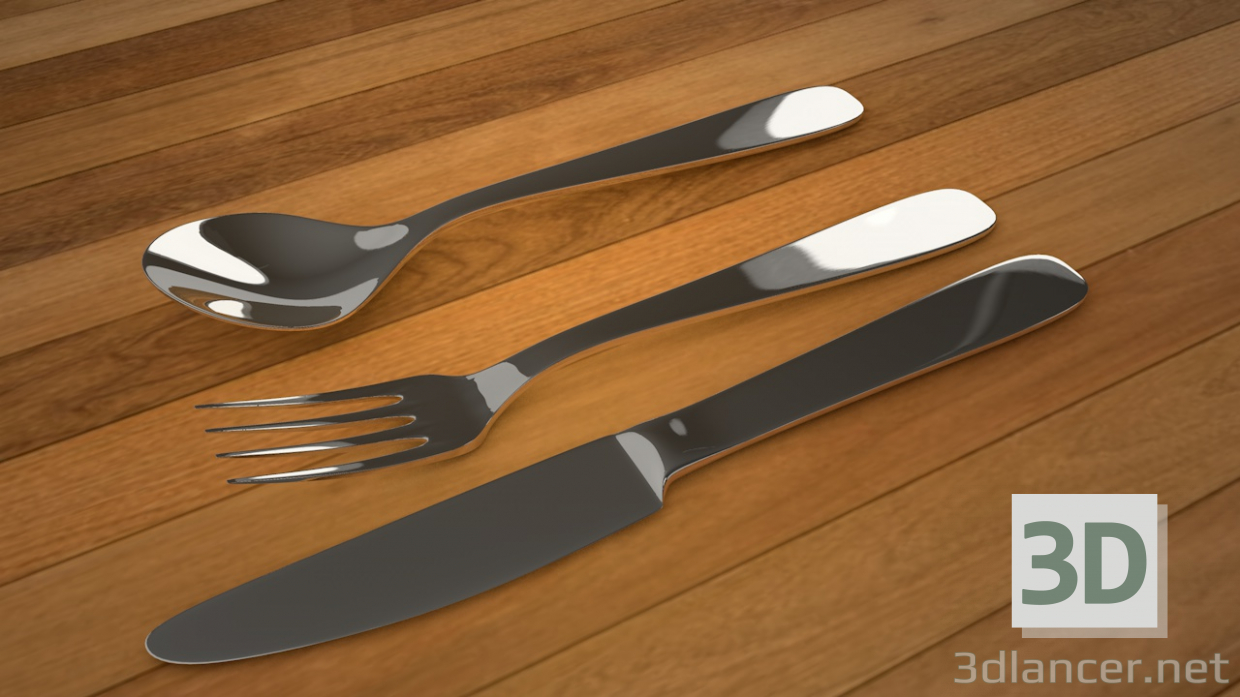 3d model 3D Spoon Set | 29165 | 3dlancer.net