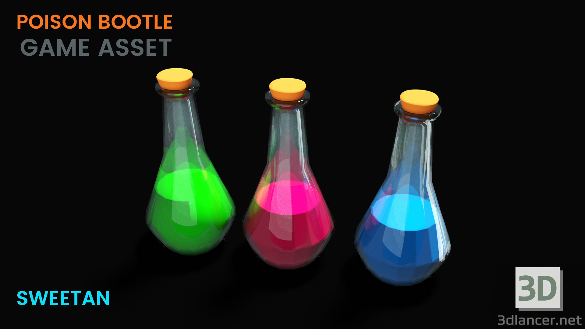 3d model 3D Poison Bottle Game asset | 25195 | 3dlancer.net