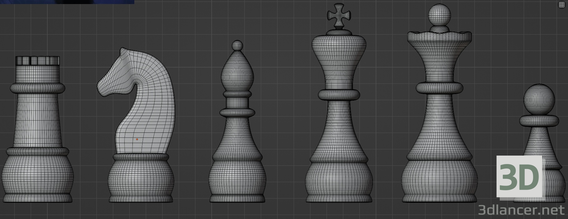 3d model Chess board with figures. | 79195 | 3dlancer.net