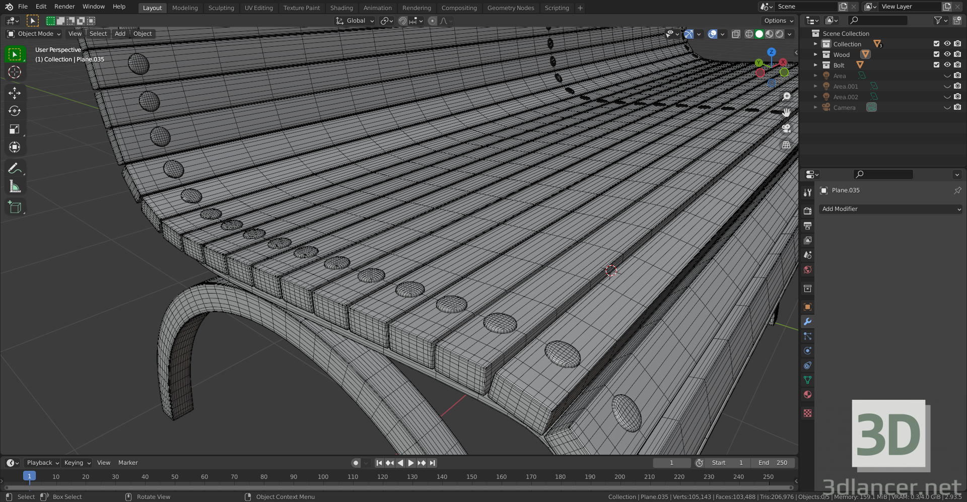 3d model Bench | 66215 | 3dlancer.net