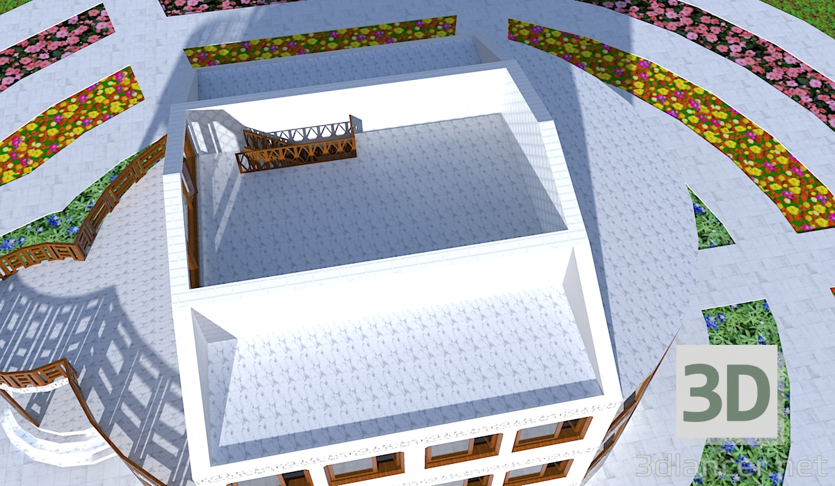 3d model Two-storey house with an attic | 76224 | 3dlancer.net