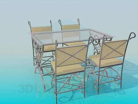 3d model Outdoor table and chairs | 4234 | 3dlancer.net