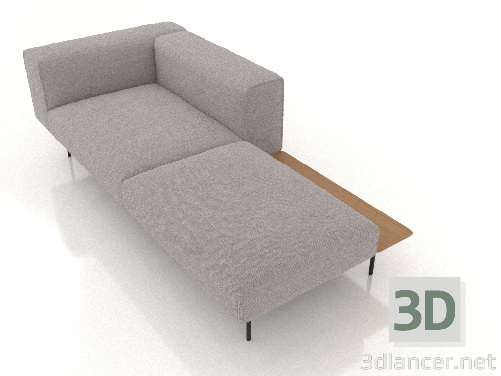 3d model A 3-seater sofa module with a half back, an armrest on the ...