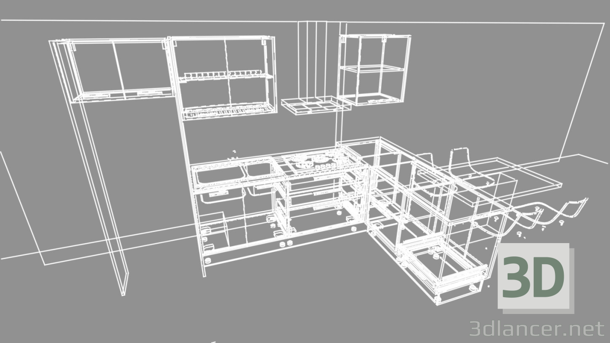 3d model Small integrated kitchen | 100258 | 3dlancer.net