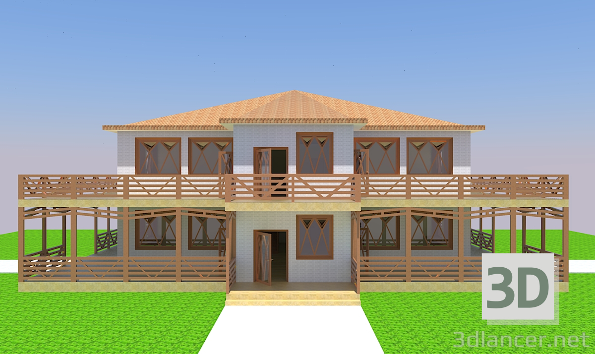 3d model two-storey house | 80302 | 3dlancer.net 3d model two-storey house | 80302 | 3dlancer.net