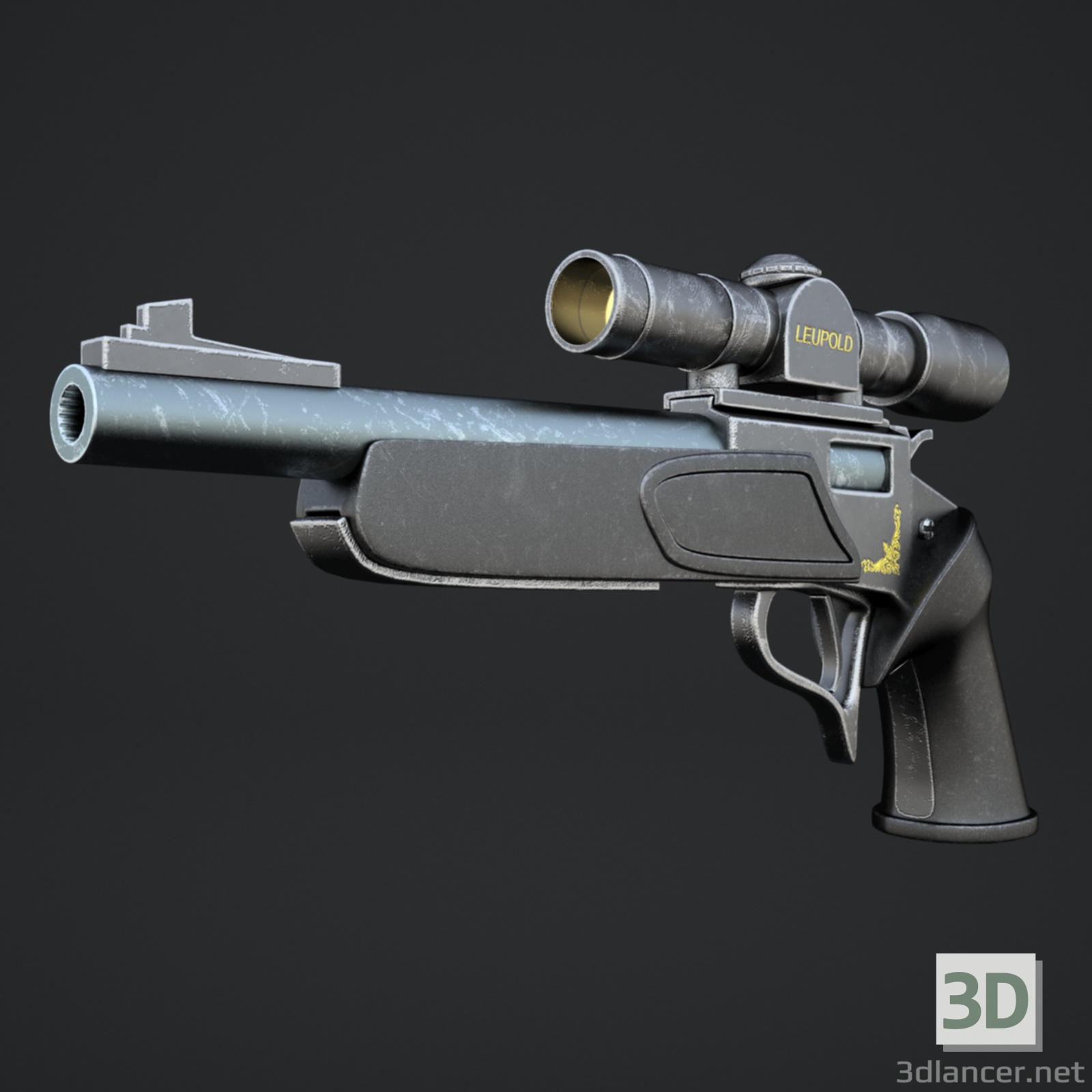 3d model A gun with telescopic sight. Zone II with an optical sight ...