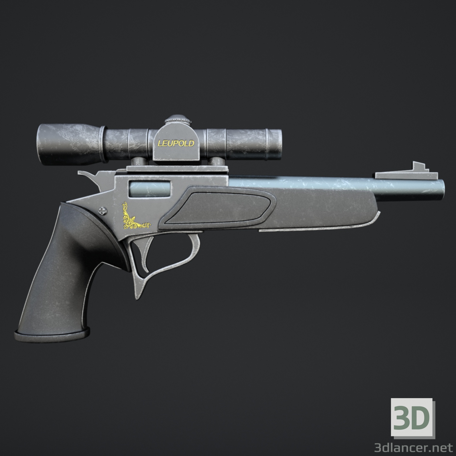 Modelo 3d Un arma con mira telescópica. Zona II con un visor óptico ...