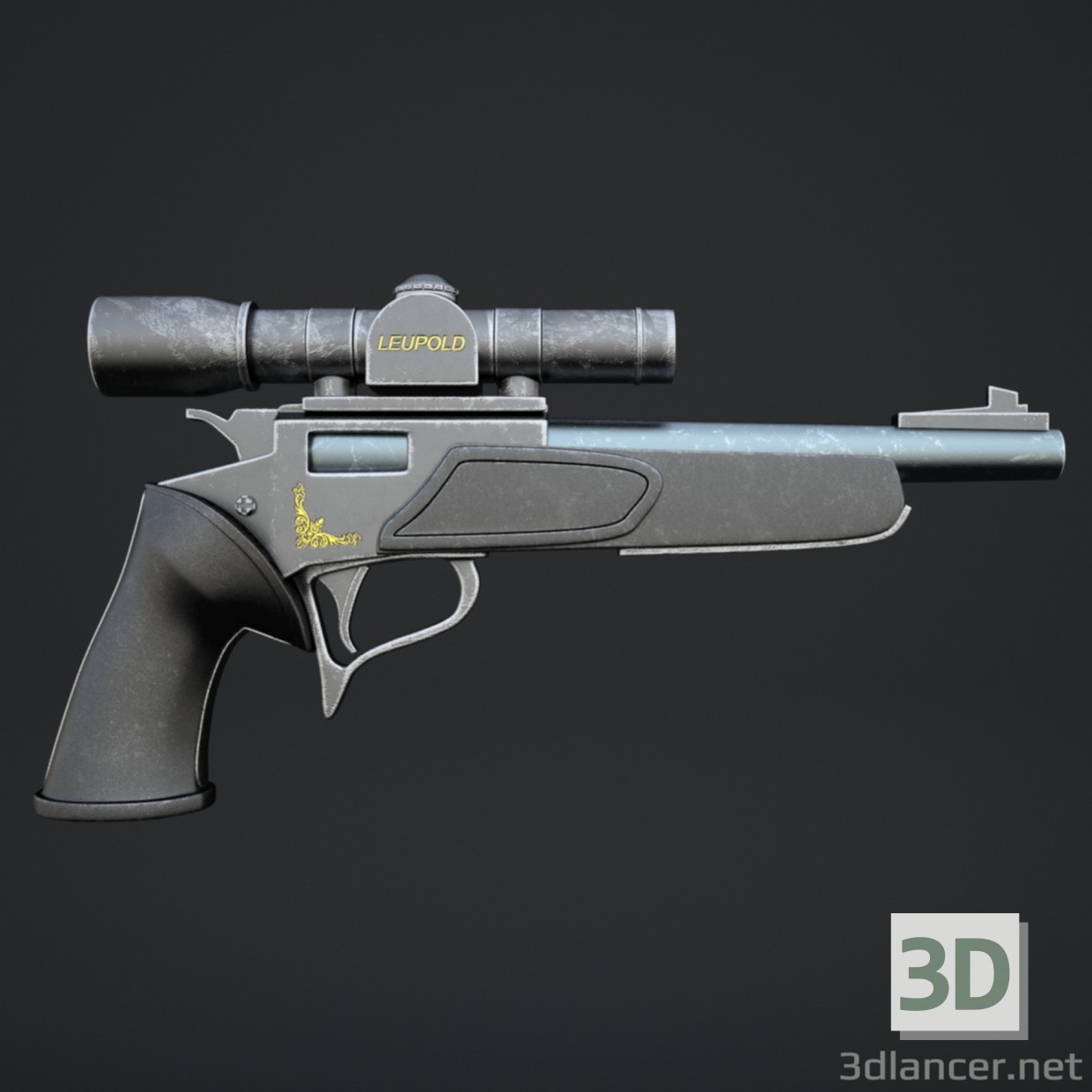 3d model A gun with telescopic sight. Zone II with an optical sight ...