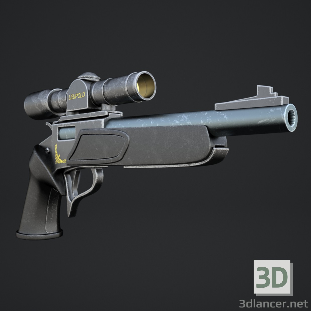 3d model A gun with telescopic sight. Zone II with an optical sight ...
