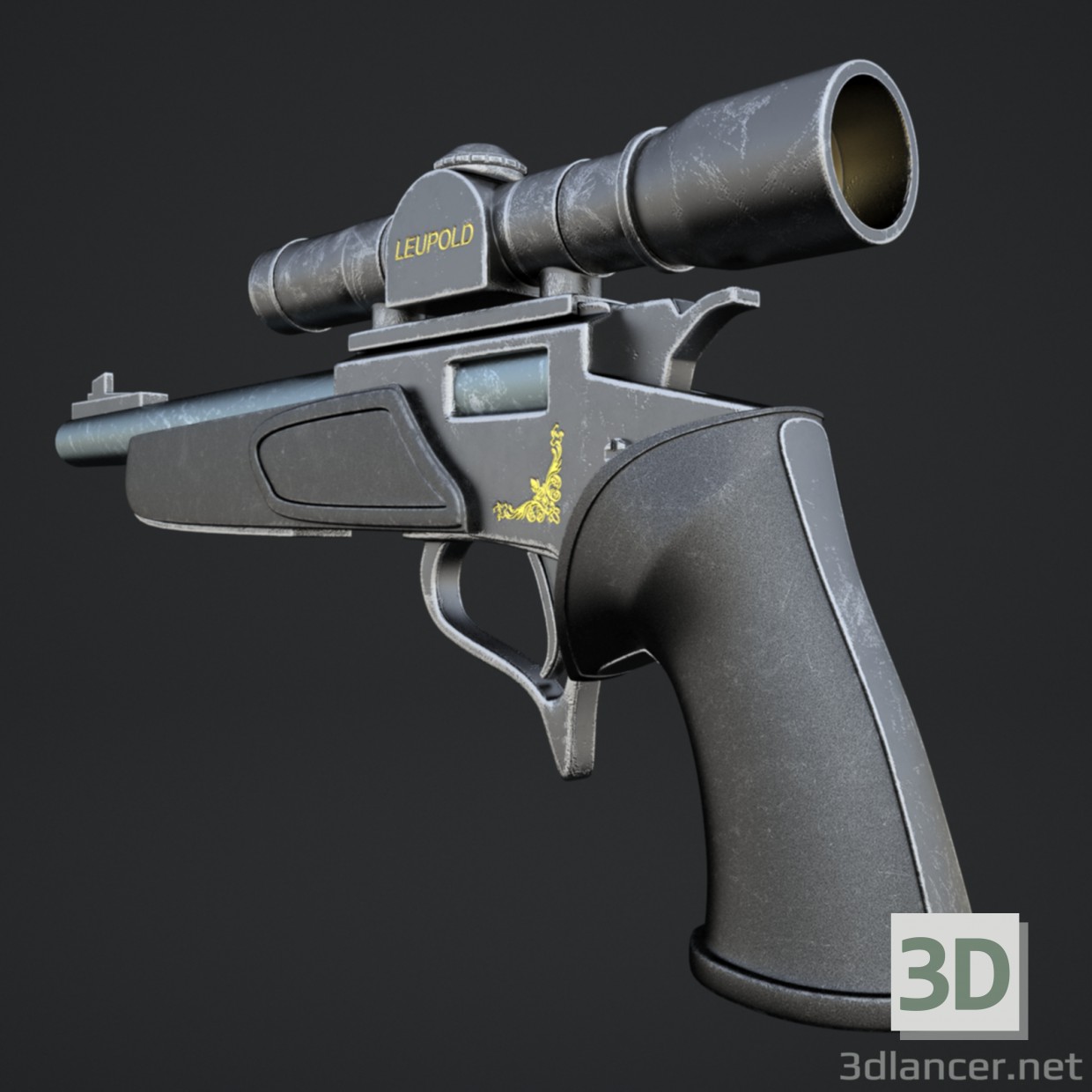 3d model A gun with telescopic sight. Zone II with an optical sight ...