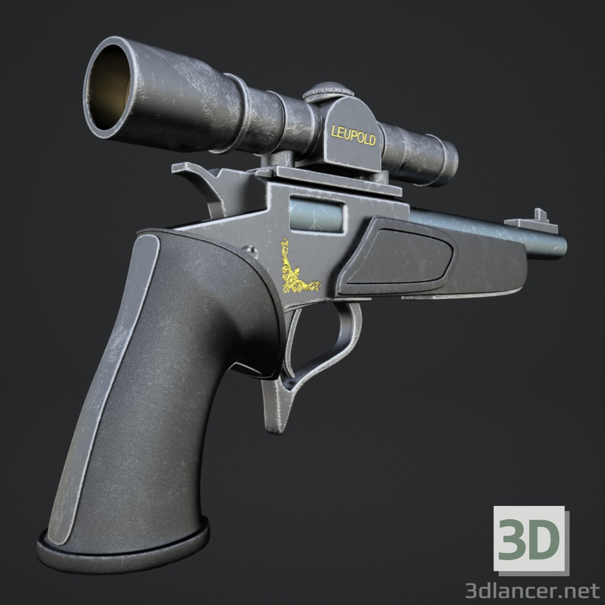 3d model A gun with telescopic sight. Zone II with an optical sight ...