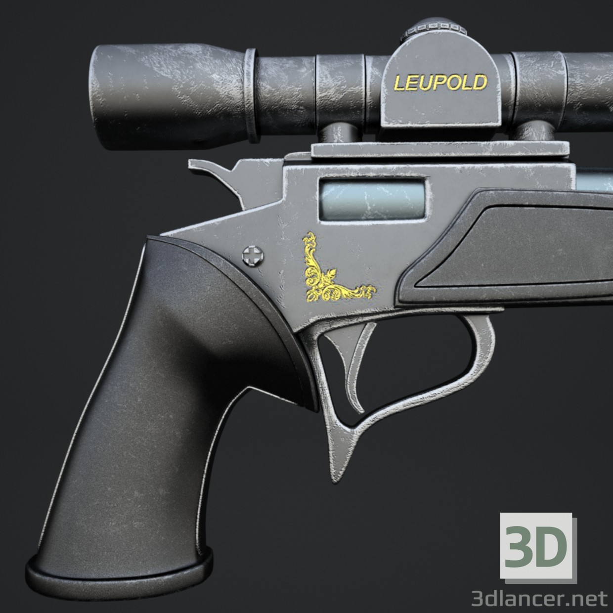 3d model A gun with telescopic sight. Zone II with an optical sight ...