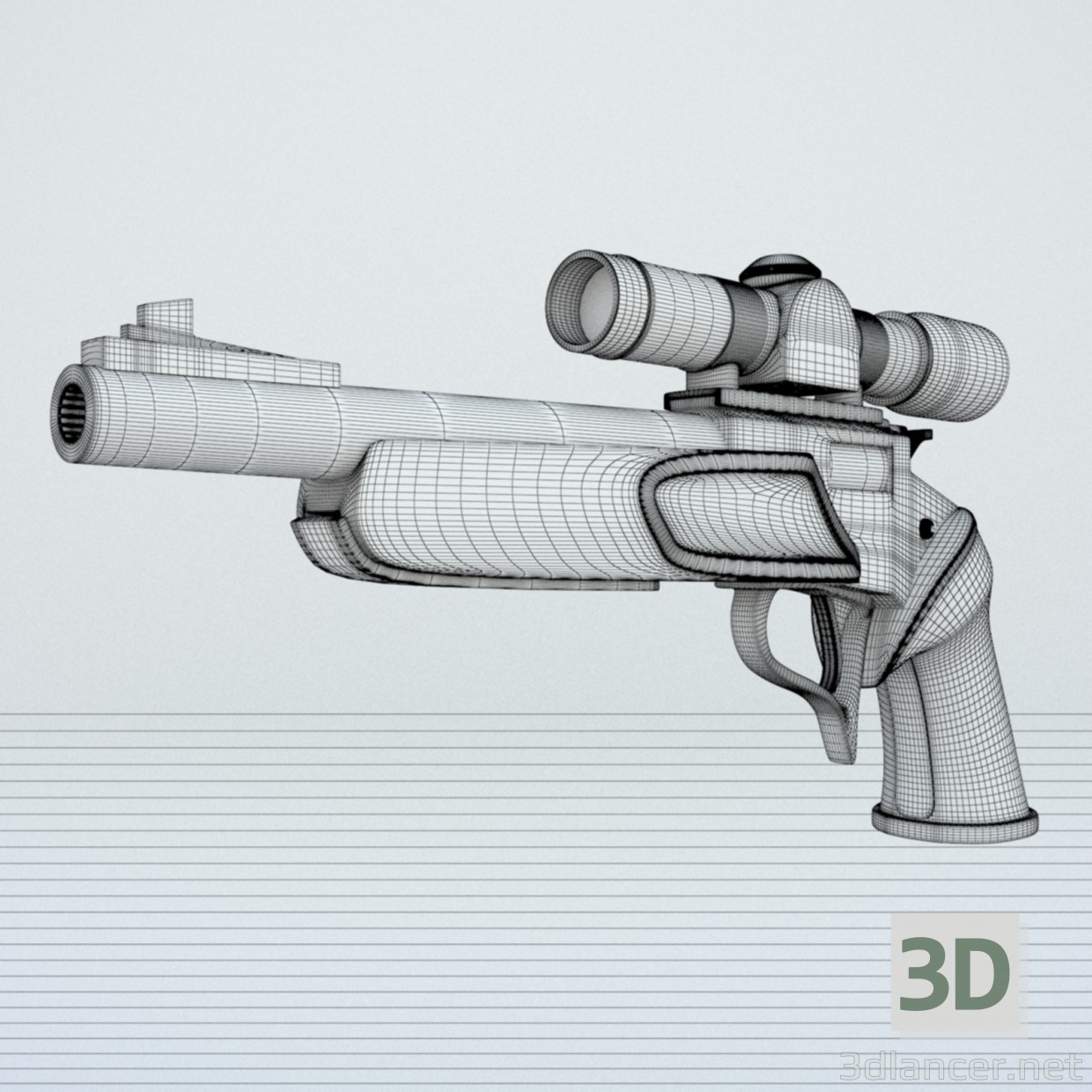 3d model A gun with telescopic sight. Zone II with an optical sight ...