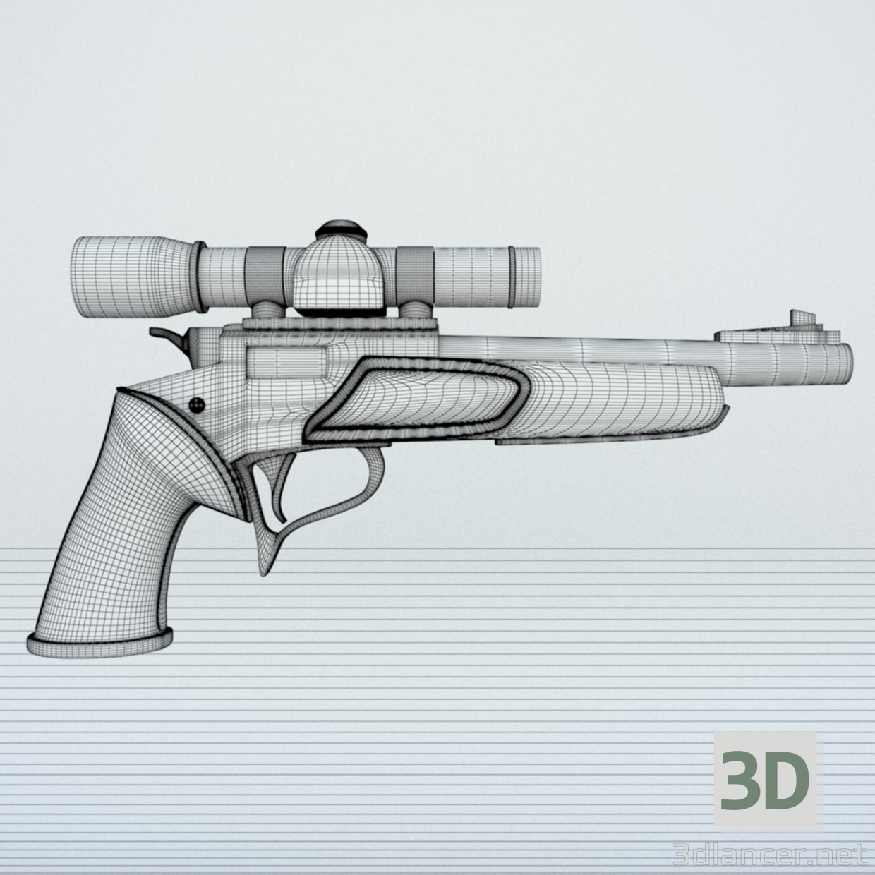 3d model A gun with telescopic sight. Zone II with an optical sight ...