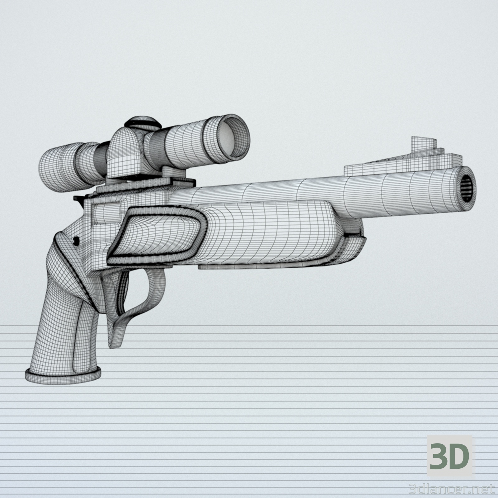 3d model A gun with telescopic sight. Zone II with an optical sight ...