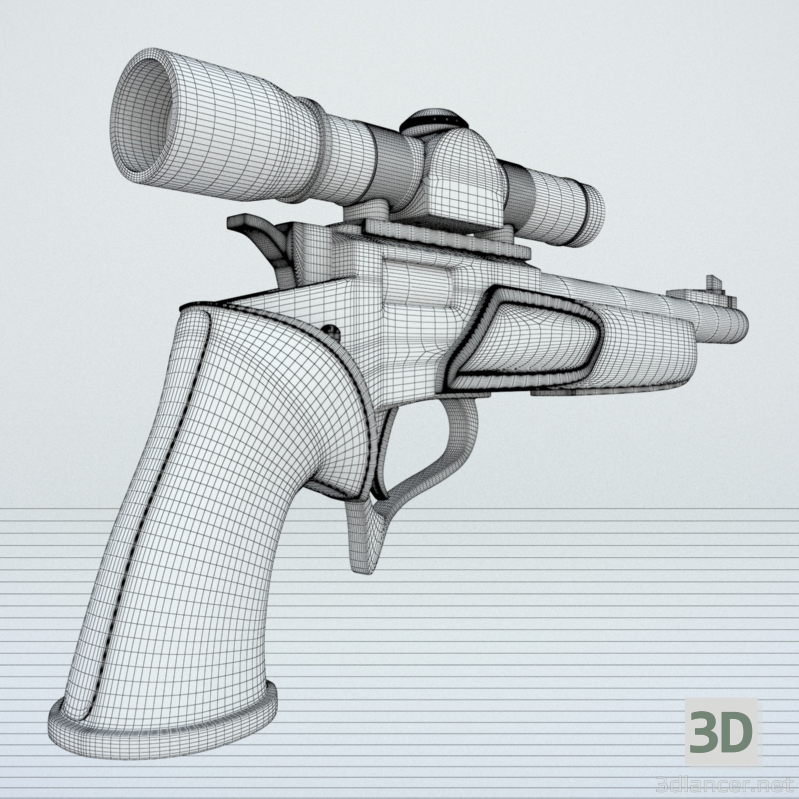 3d model A gun with telescopic sight. Zone II with an optical sight ...