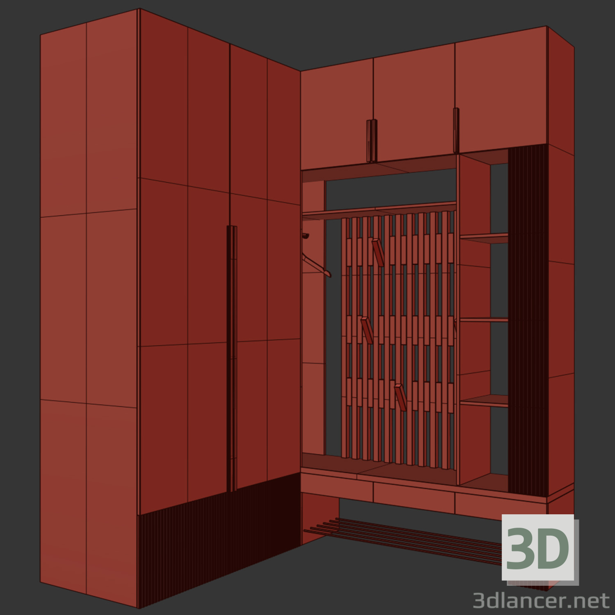 3d model Corner wardrobe for hallway | 90333 | 3dlancer.net