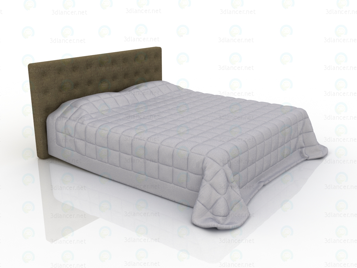 3d model Double bed with upholstered headboard and quilt | 11394 ...