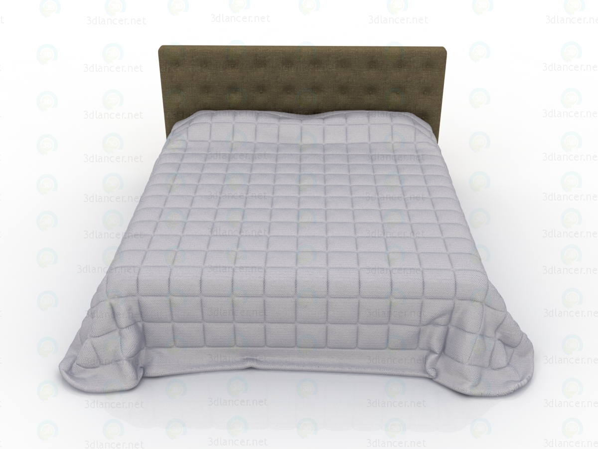 3d model Double bed with upholstered headboard and quilt | 11394 ...