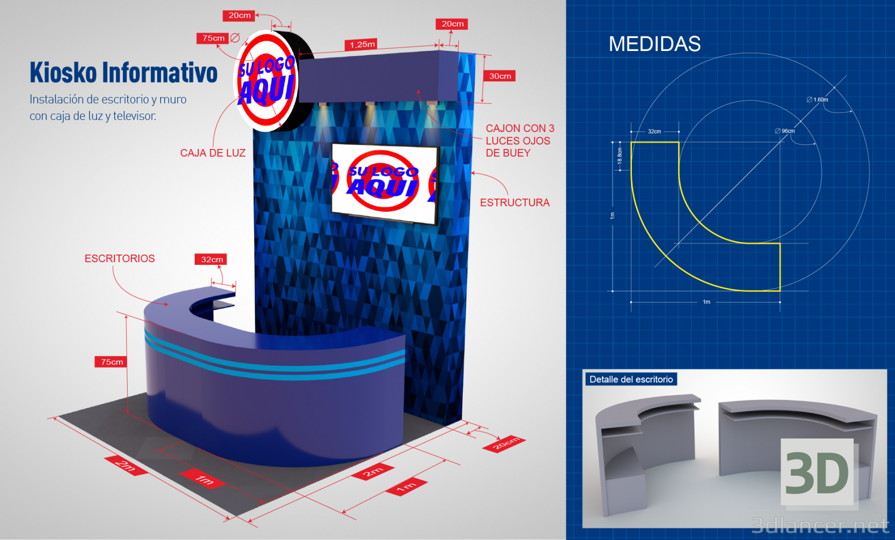 Modelo 3d Stand Kiosko Informativo Promocional | 32406 | 3dlancer.net