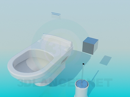 3d model Toilet with flushing box integrated in wall | 6543 | 3dlancer.net