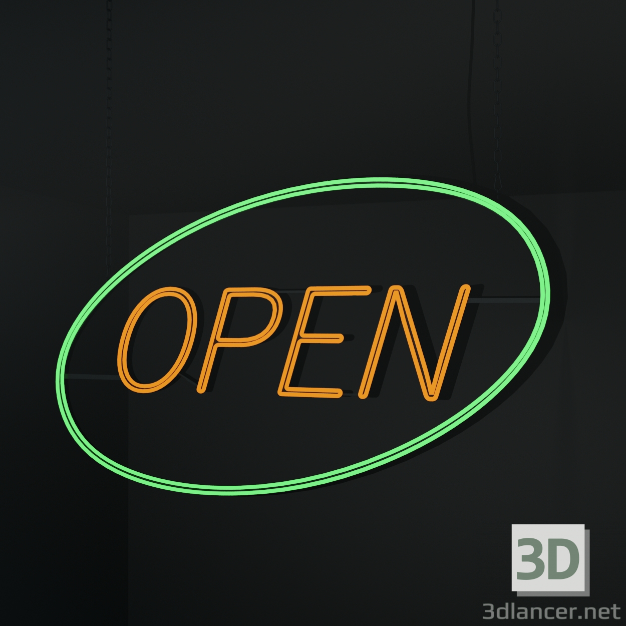 3d model "Open" neon sign. | 51057 | 3dlancer.net