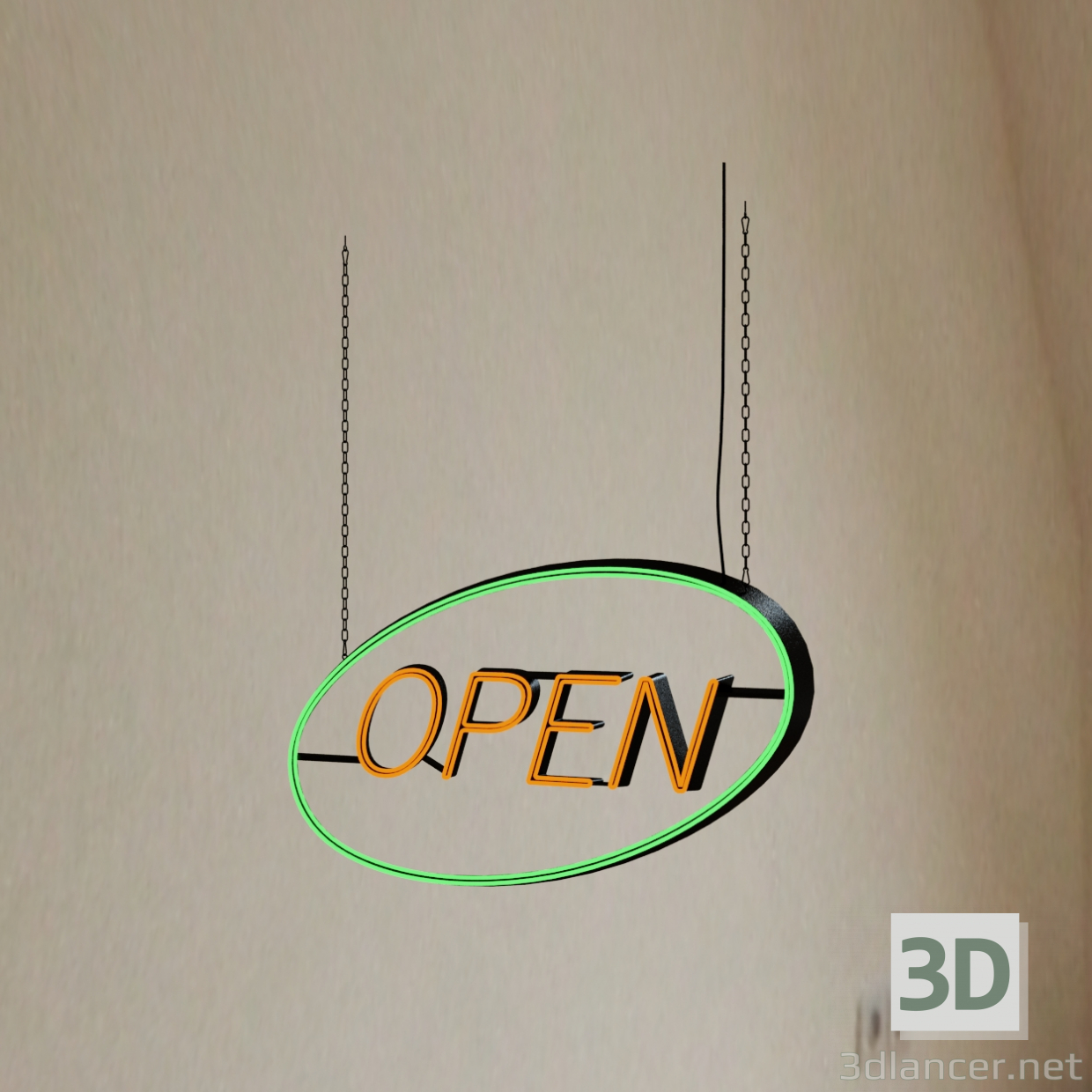 3d model "Open" neon sign. | 51057 | 3dlancer.net