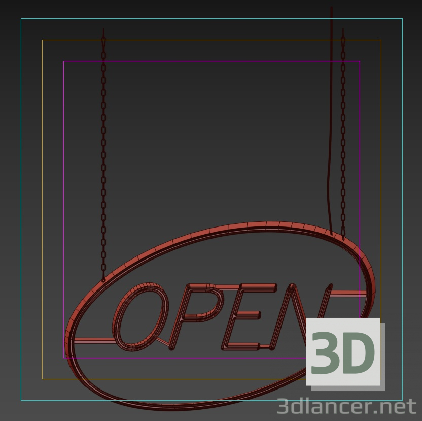 3d model "Open" neon sign. | 51057 | 3dlancer.net