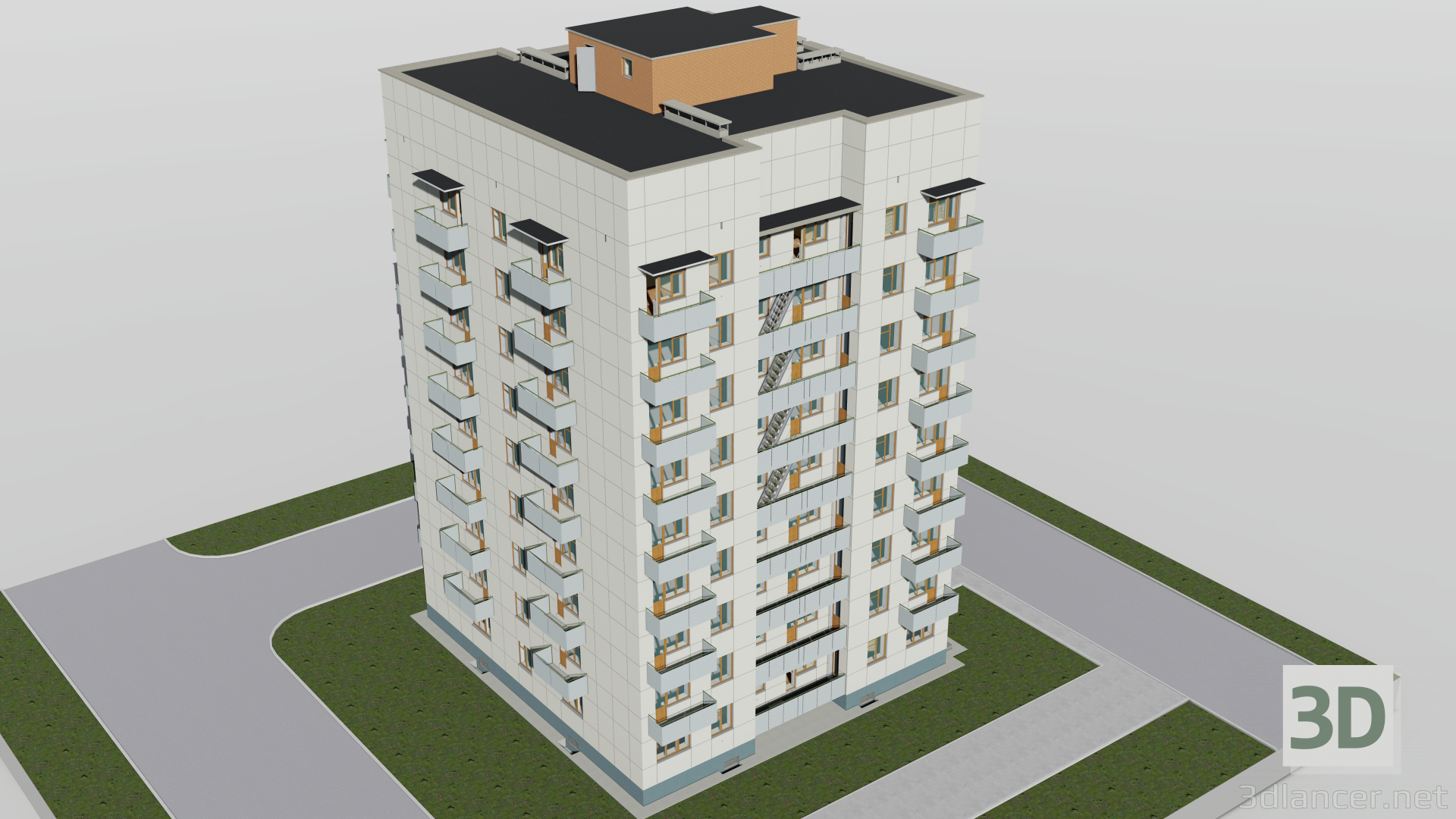 Modelo 3d Edifício de nove andares Chelyabinsk, 60 anos de outubro | 41601 | 3dlancer.net