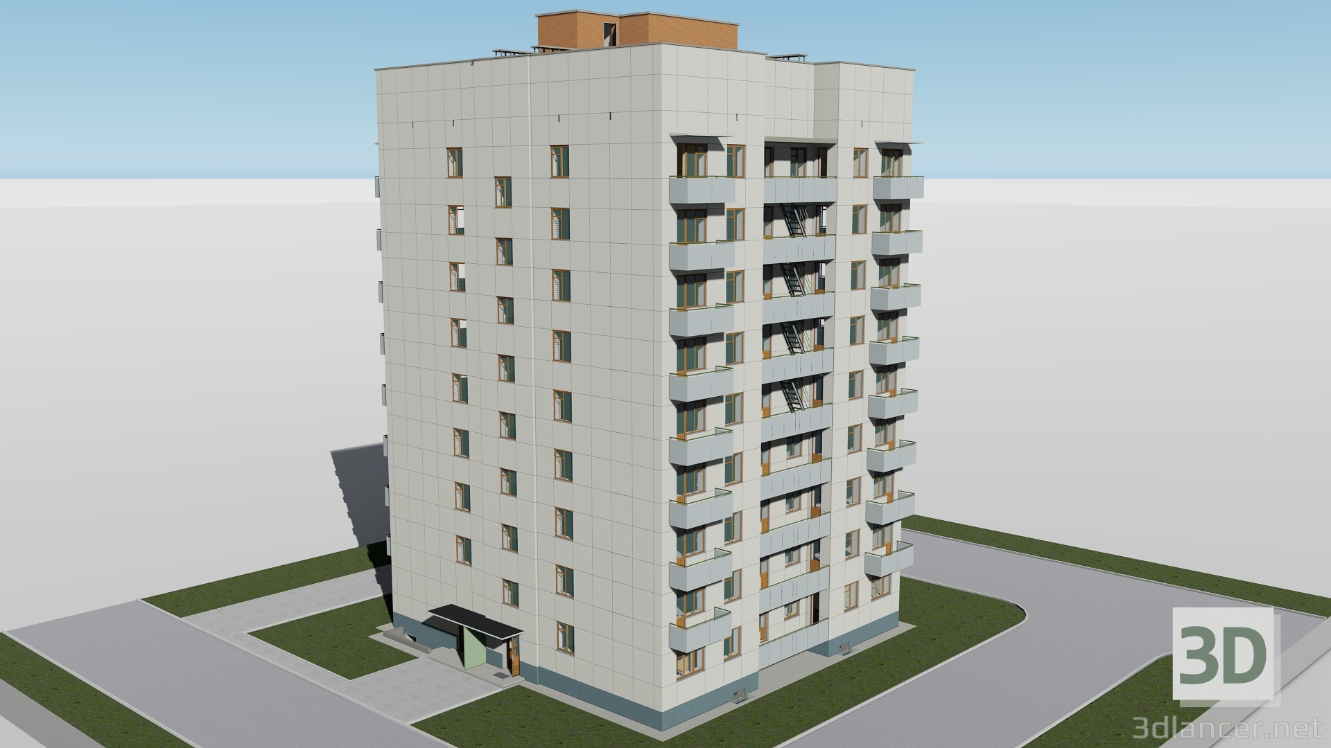 3d model Nine-story building Chelyabinsk 60 years of October | 41601 ...