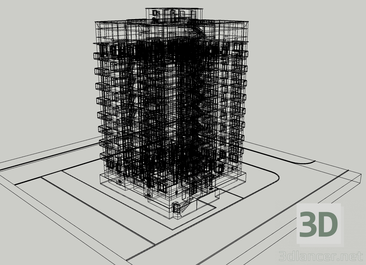 Modelo 3d Edifício de nove andares Chelyabinsk, 60 anos de outubro | 41601 | 3dlancer.net
