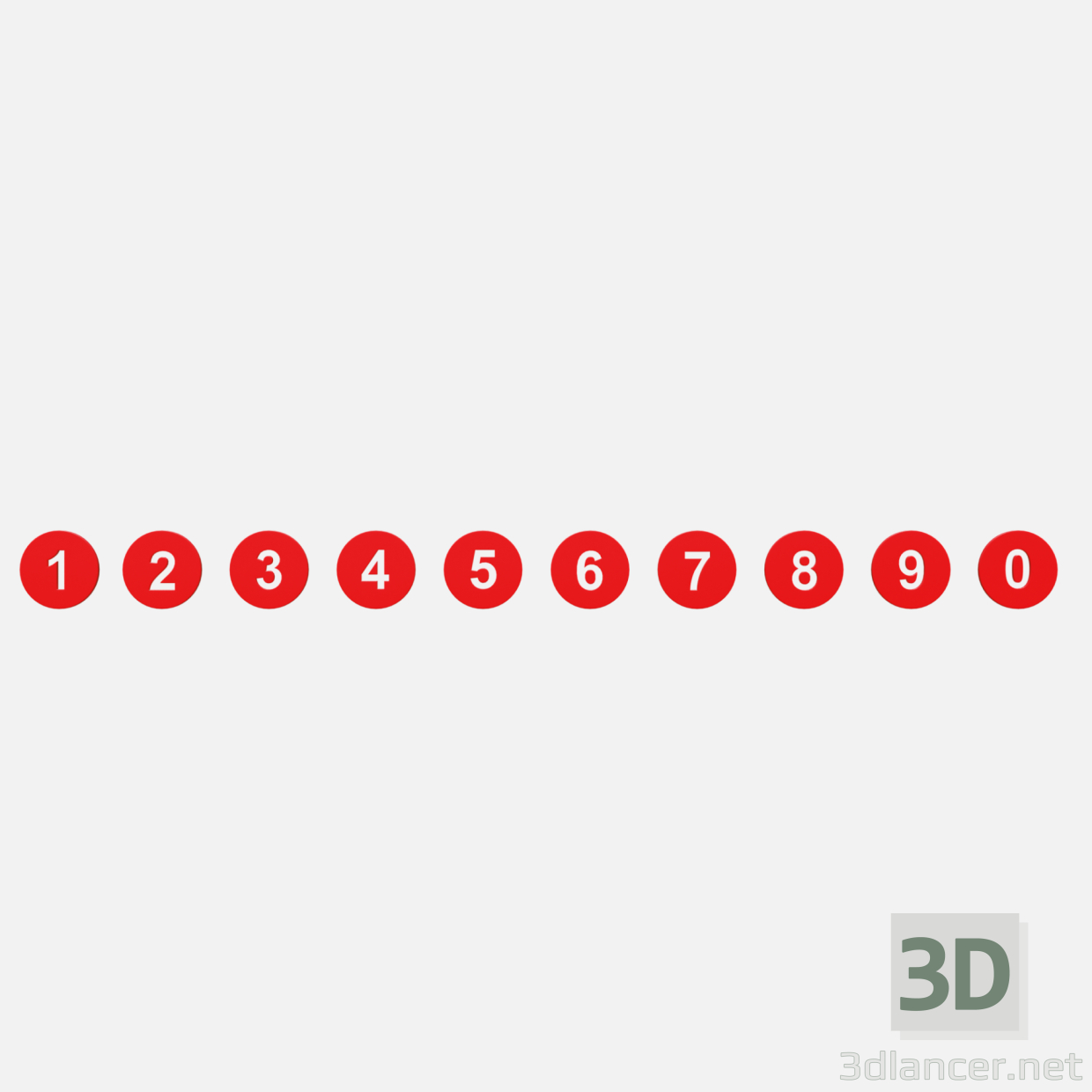 3d model Collection of round numbers red | 103603 | 3dlancer.net