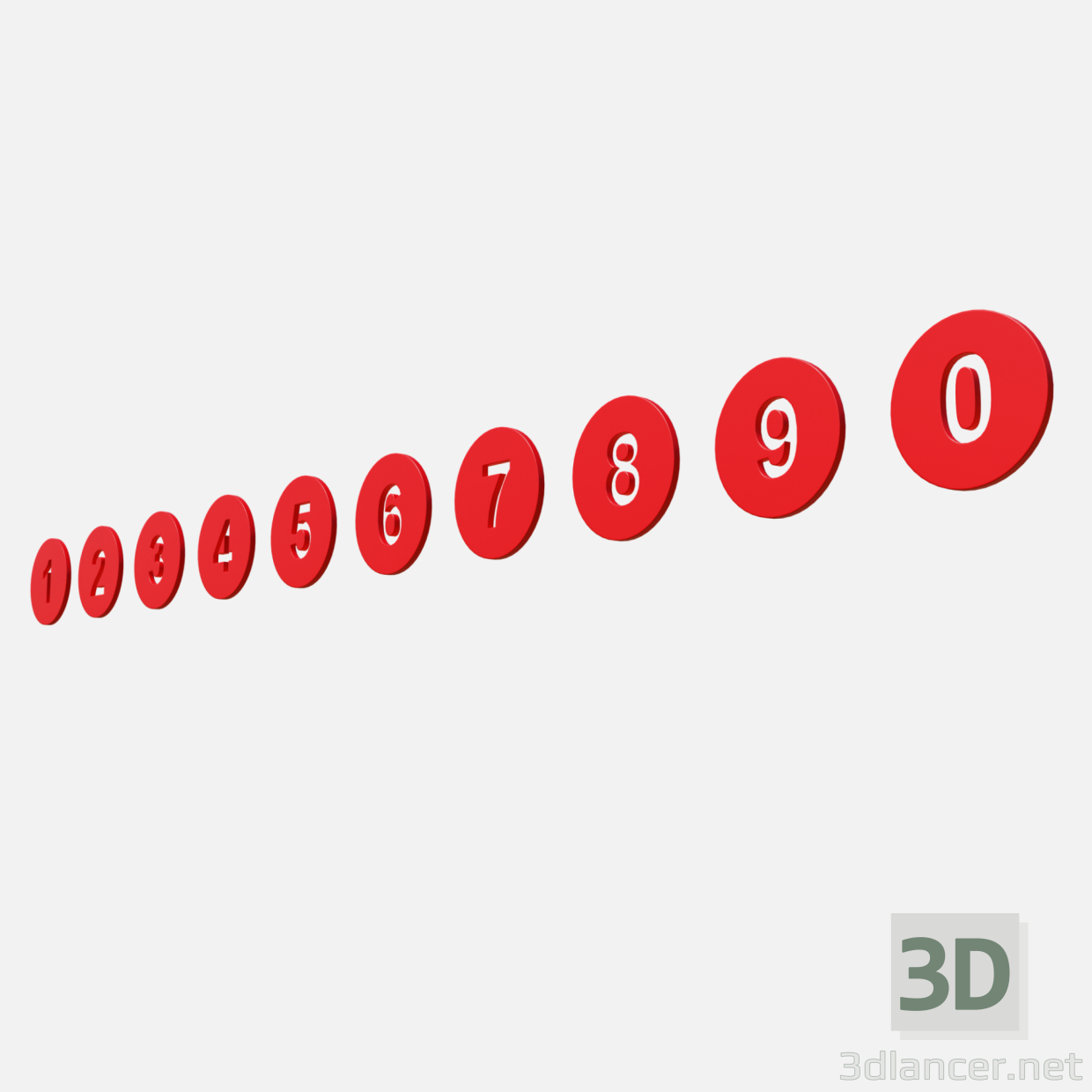 3d model Collection of round numbers red | 103603 | 3dlancer.net