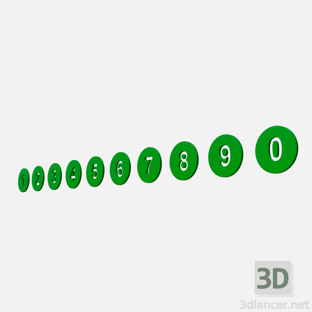 3d model Collection of round numbers green | 103604 | 3dlancer.net