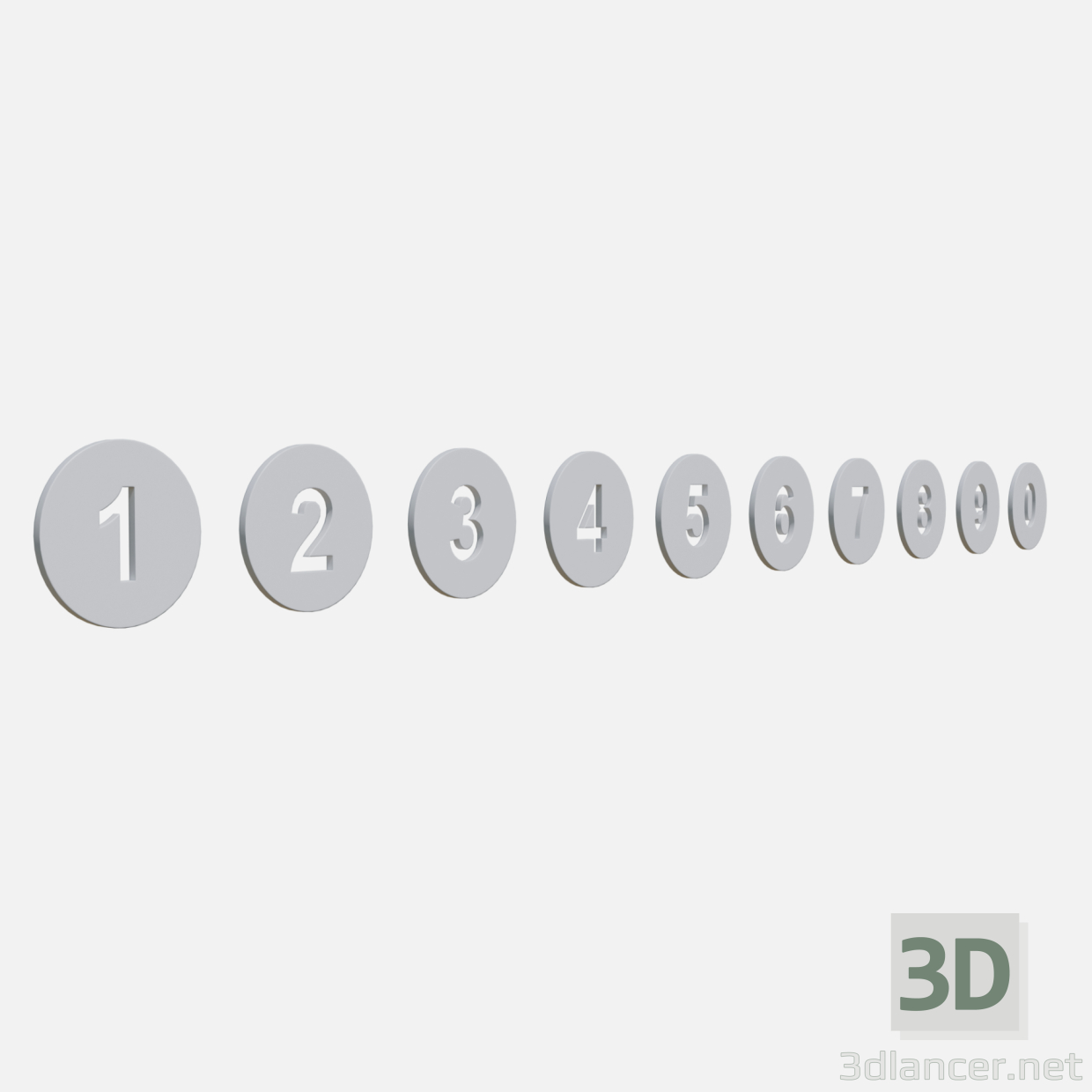 3d model Collection of round numbers white | 103605 | 3dlancer.net