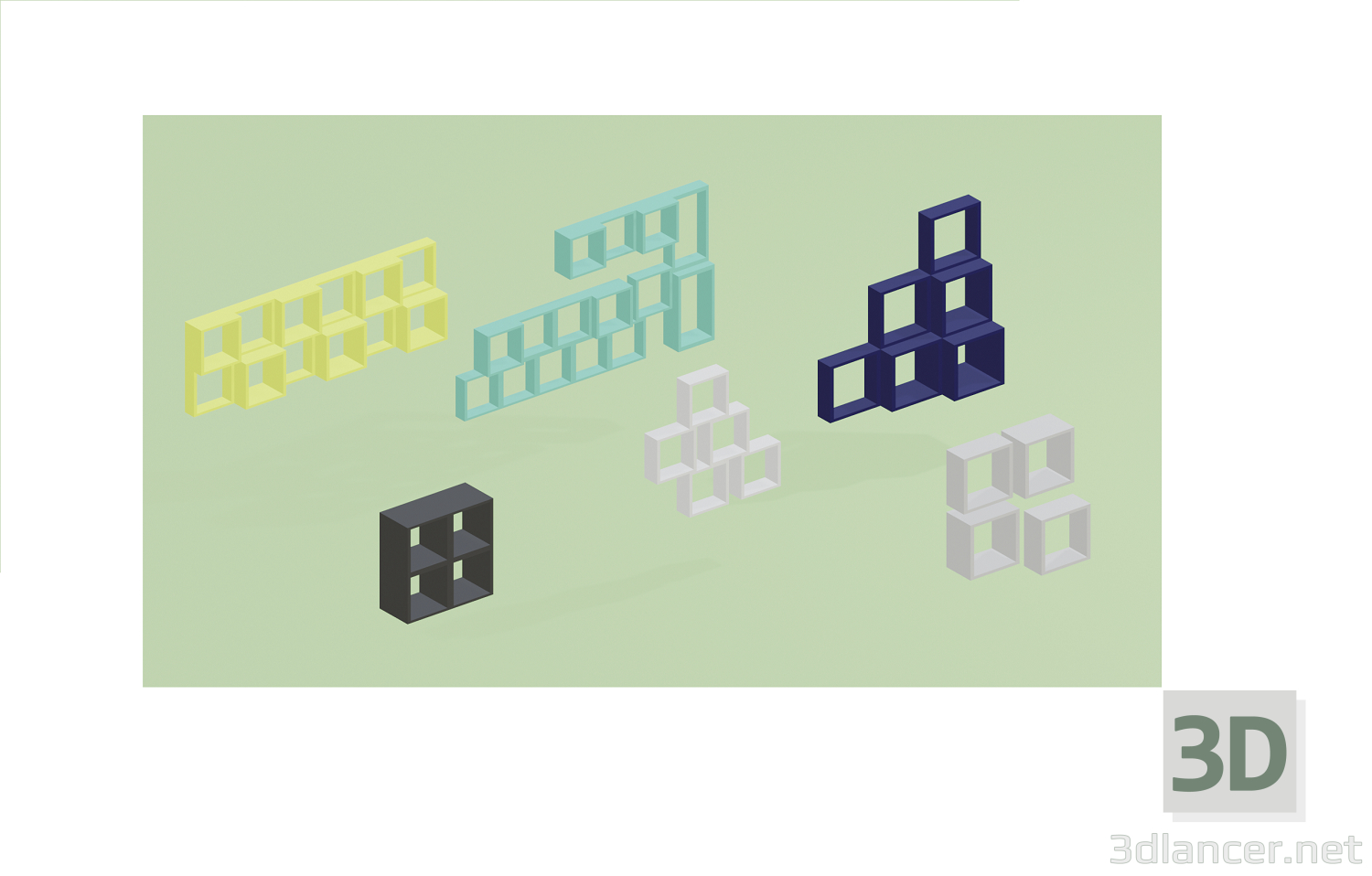 3d model Set of 6 modern cubical shelves (modern shelf) | 90063 ...