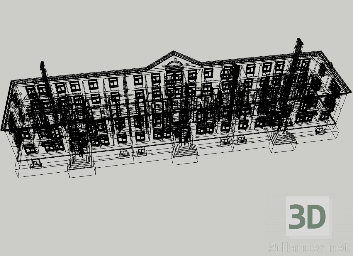 3d model Two-storey building 1-452-4 | 59636 | 3dlancer.net