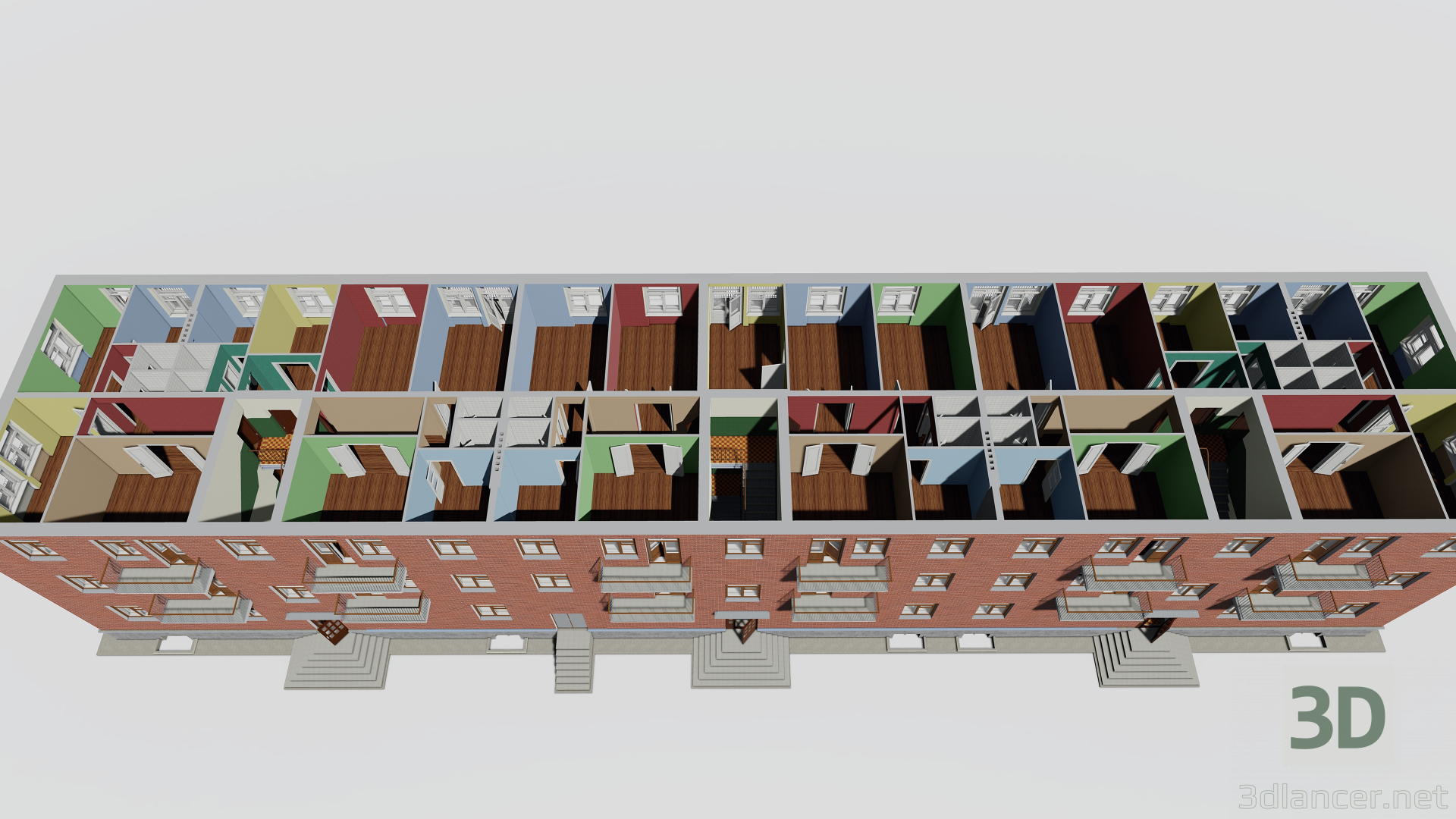 3d model Three-storey house 1-452-8 | 59639 | 3dlancer.net