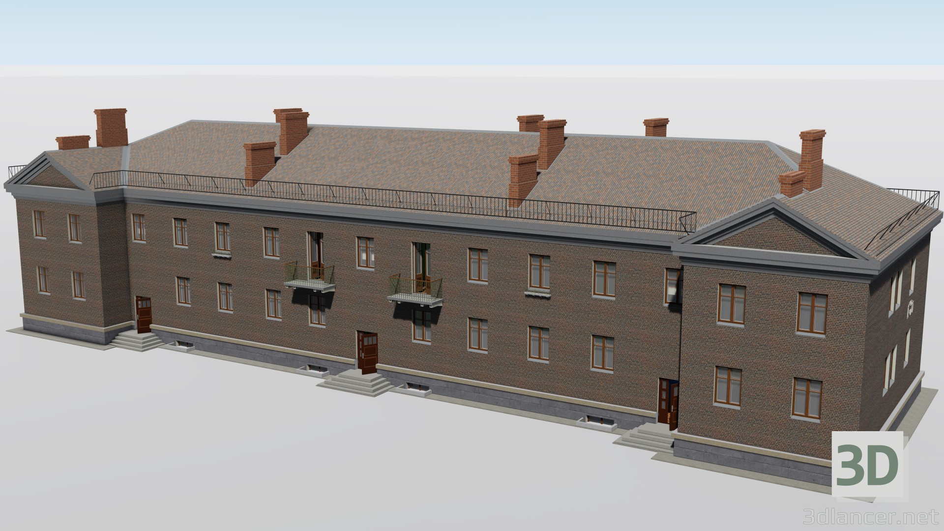 3d model Two-storey building 1-552-1 | 59642 | 3dlancer.net