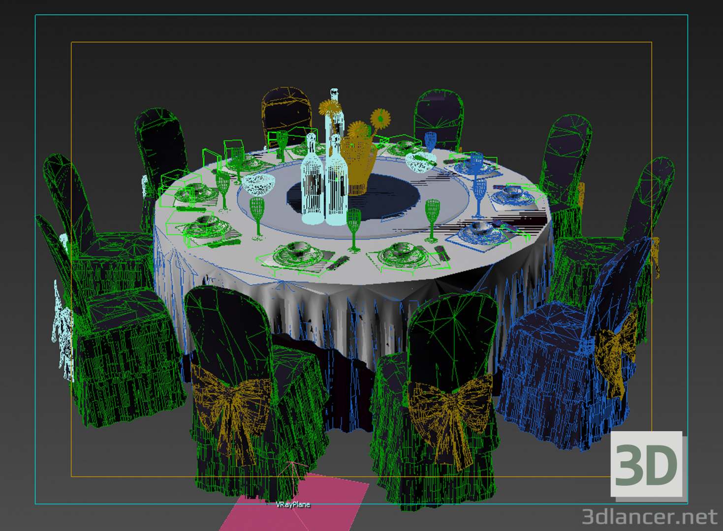 3d model Table with chairs | 32650 | 3dlancer.net