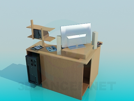 3d model Desk with computer hardware | 3698 | 3dlancer.net