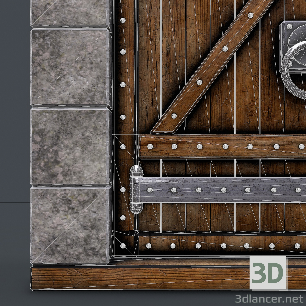 3d model Ancient wooden door (animated) 3d model | 48707 | 3dlancer.net