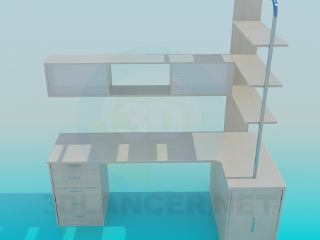 3d model Desk with shelves | 3728 | 3dlancer.net
