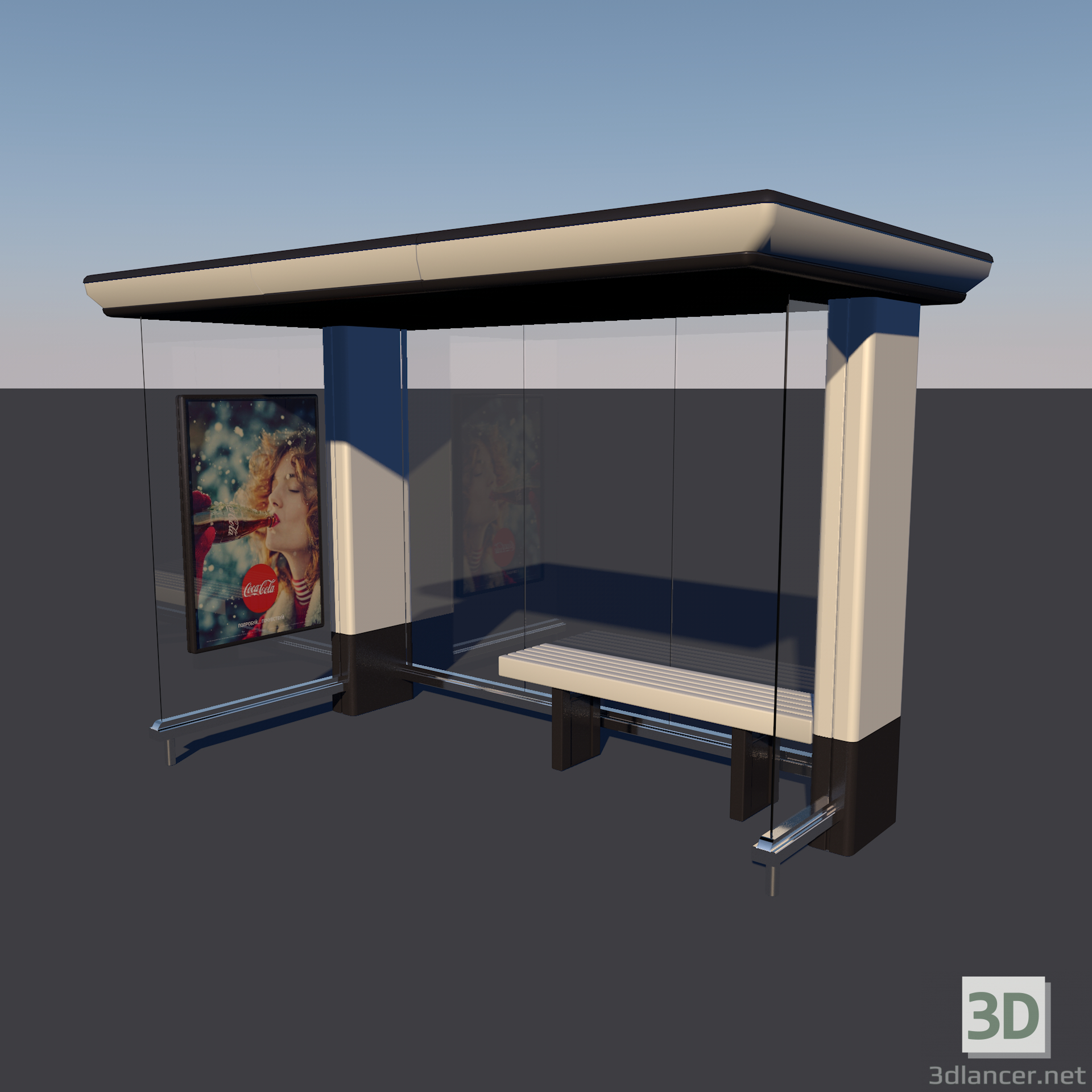 3d model Bus stop Low-poly 3D model | 44772 | 3dlancer.net
